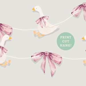 PRINTABLE Silly Goose and Pink Bow Paper Garland Bunting for Baby ...