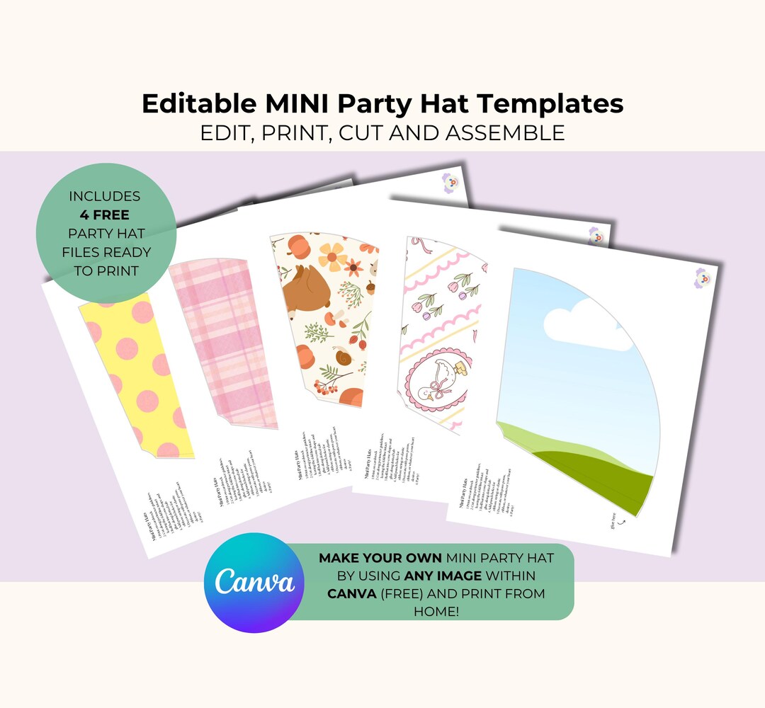 Personalized Mini Party Hat Printable Template, Mini Party Hat for Baby ...