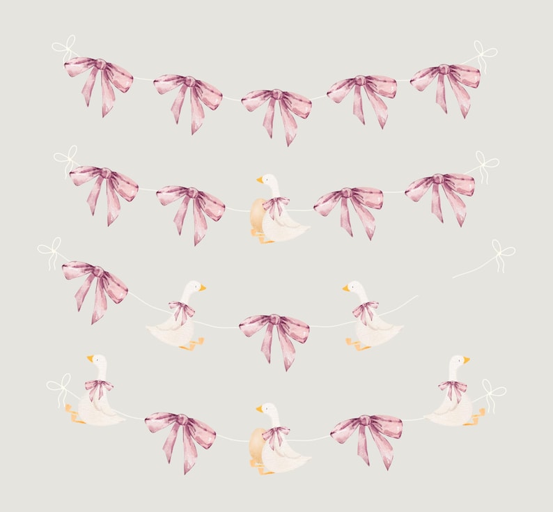 PRINTABLE Silly Goose and Pink Bow Paper Garland Bunting for Baby ...