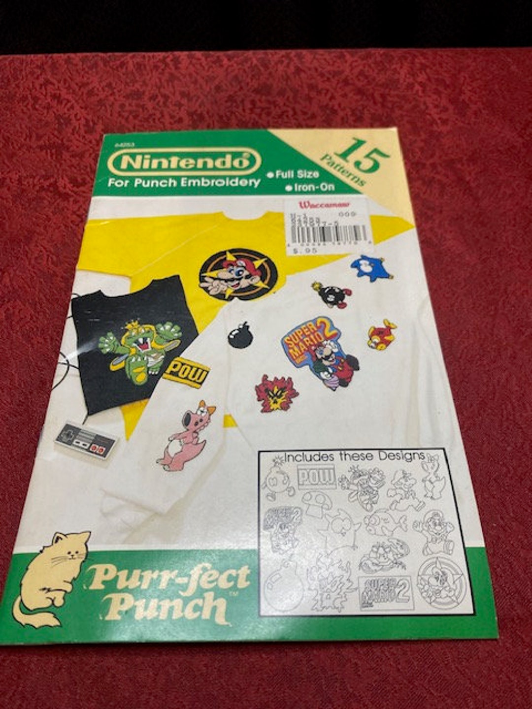 RARE 1990 Nintendo Purr-fect Punch 15 Patterns for Punch Embroidery ...