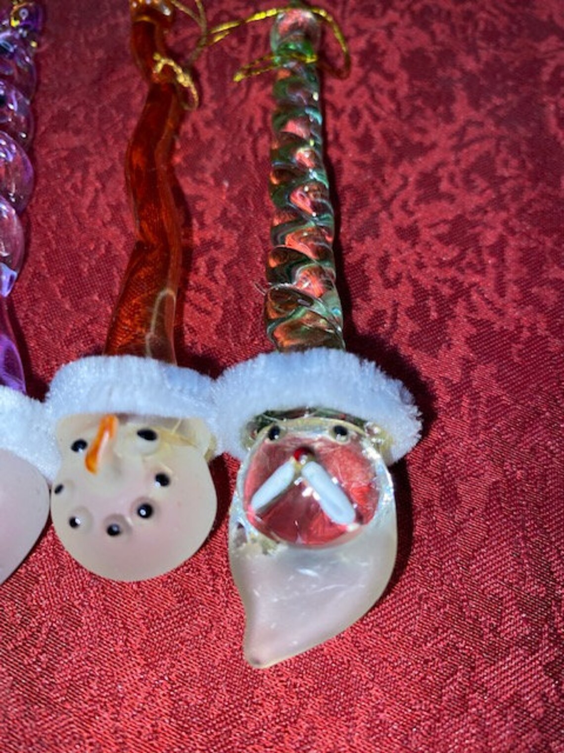 Four Hand Blown Glass Icicle Ornaments With Snowman and Santa Heads - Etsy