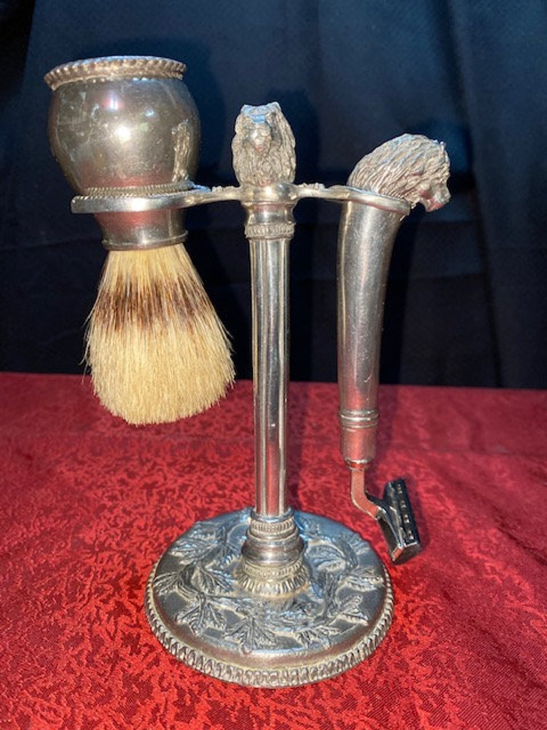 Concord 3 Piece Lionhead Pewter/badger Hair Shaving Set (brush Razor ...