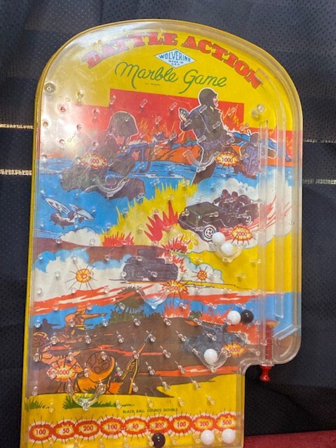 WWII Wolverine Battle Action Marble Pinball Skill Game Litho Tin - Etsy