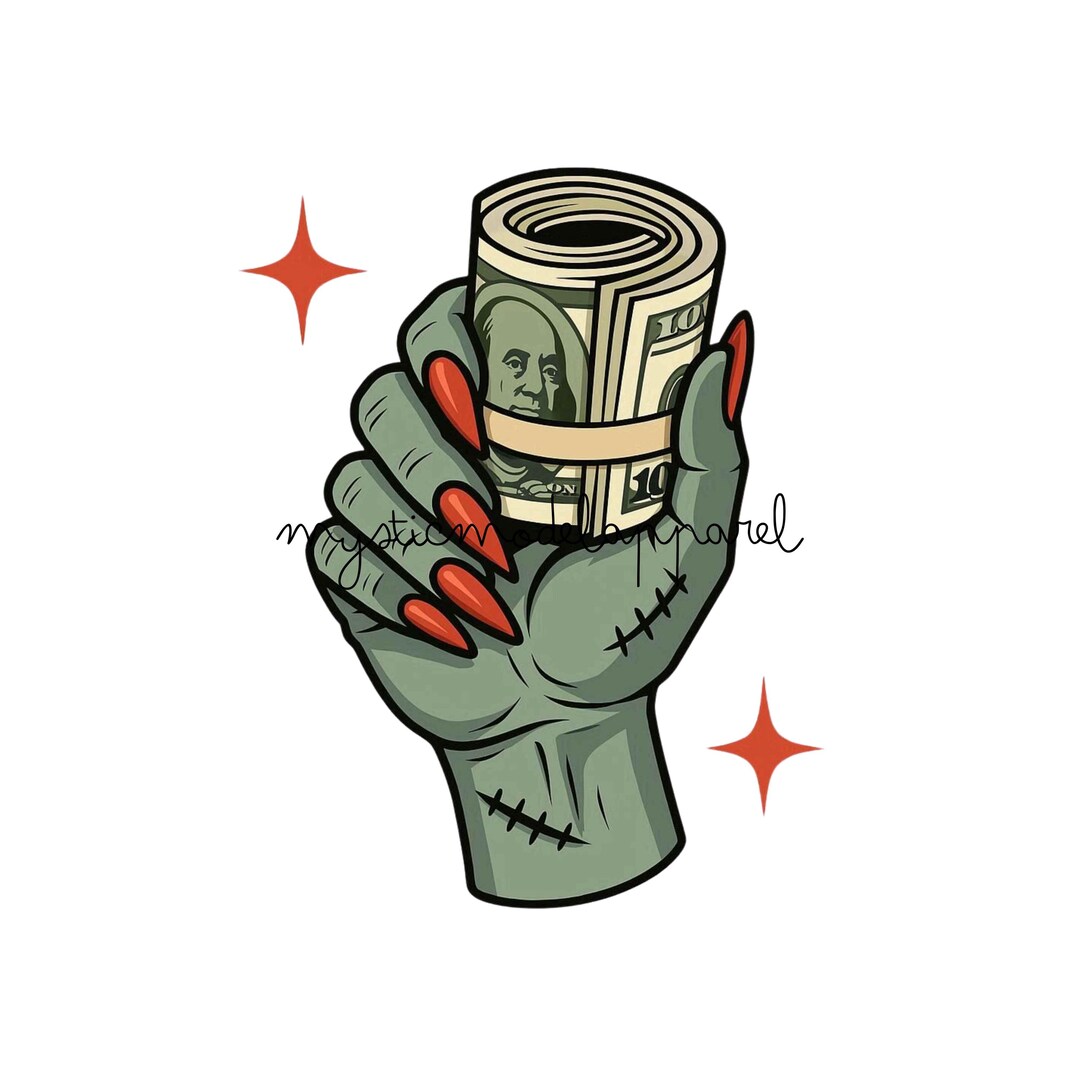 Frankenstein Monster Hand Holding Money Roll PNG - Etsy