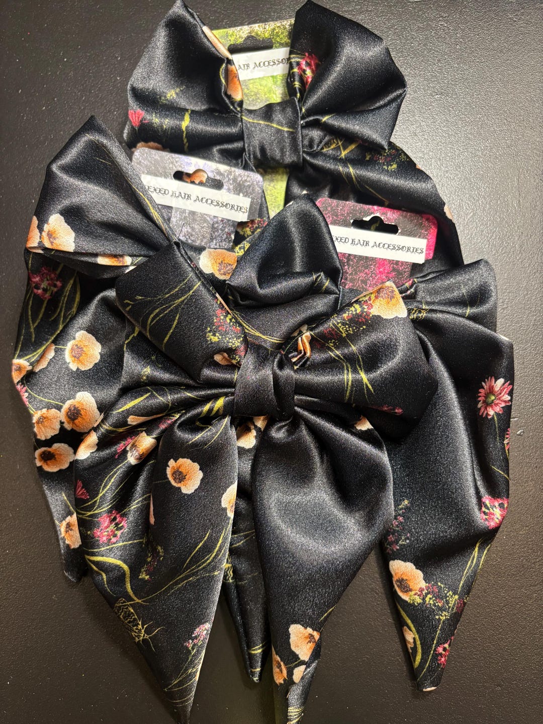 Black Moths and Stems Hair Bow - Etsy