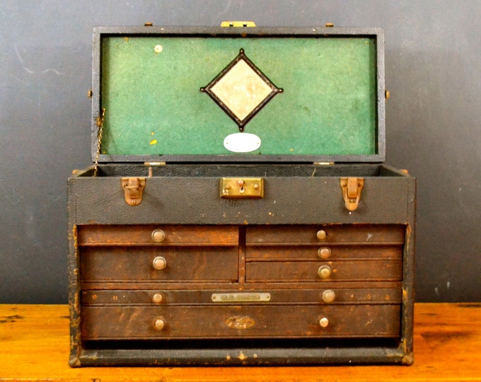 Vintage Machinist Toolbox, Black and Wood Machinist Tool Chest, Multi ...