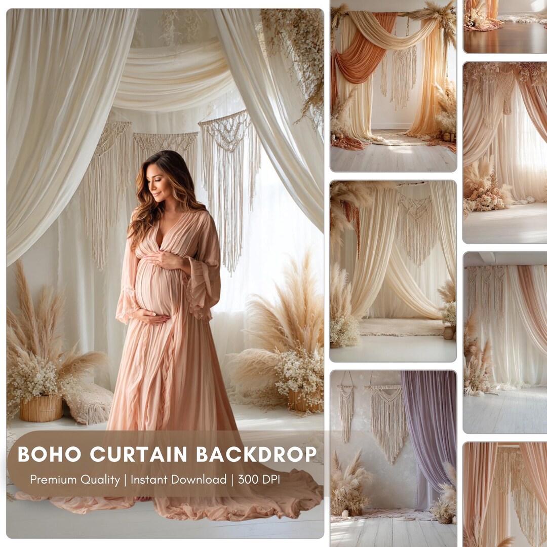 Boho Photography Digital Backdrops – Maternity & Portrait (300 DPI JPEG ...