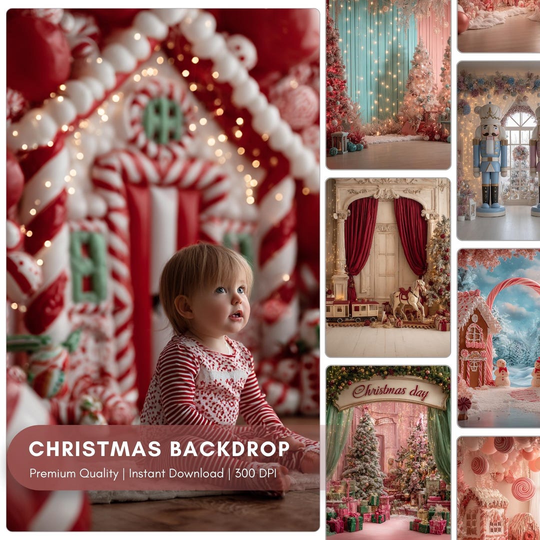 Christmas Gingerbread House Backdrop, Candyland Winter Photo Background ...