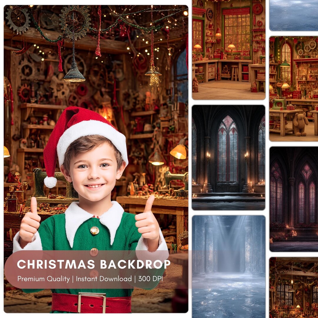 Christmas Elf Workshop Digital Backdrop Set (300 DPI) - Etsy
