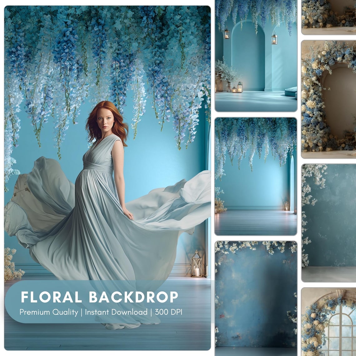 Floral Maternity Digital Backdrops – Photography Studio Overlays ...