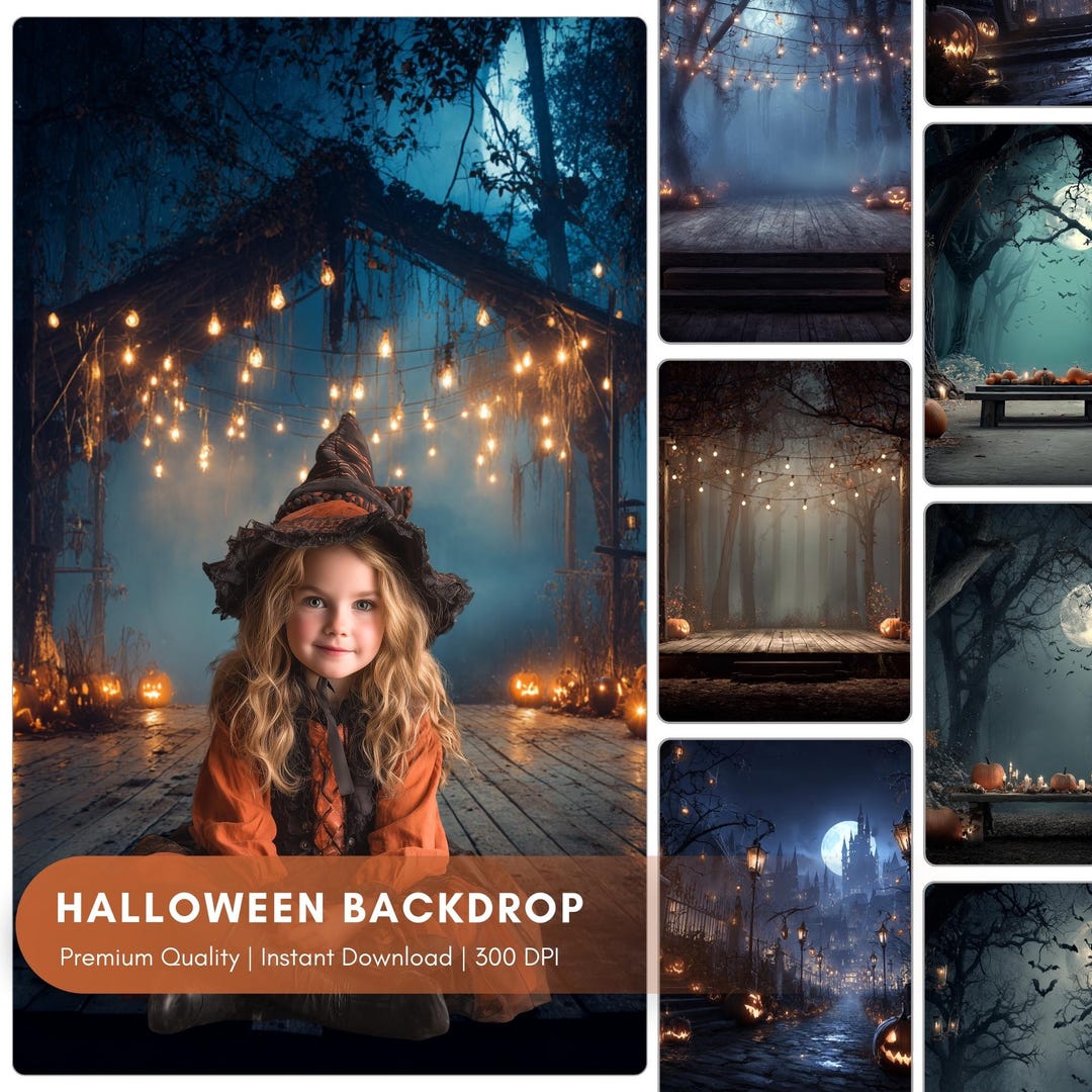 Halloween Horror Backdrop Bundle: Photography Composite Backgrounds ...