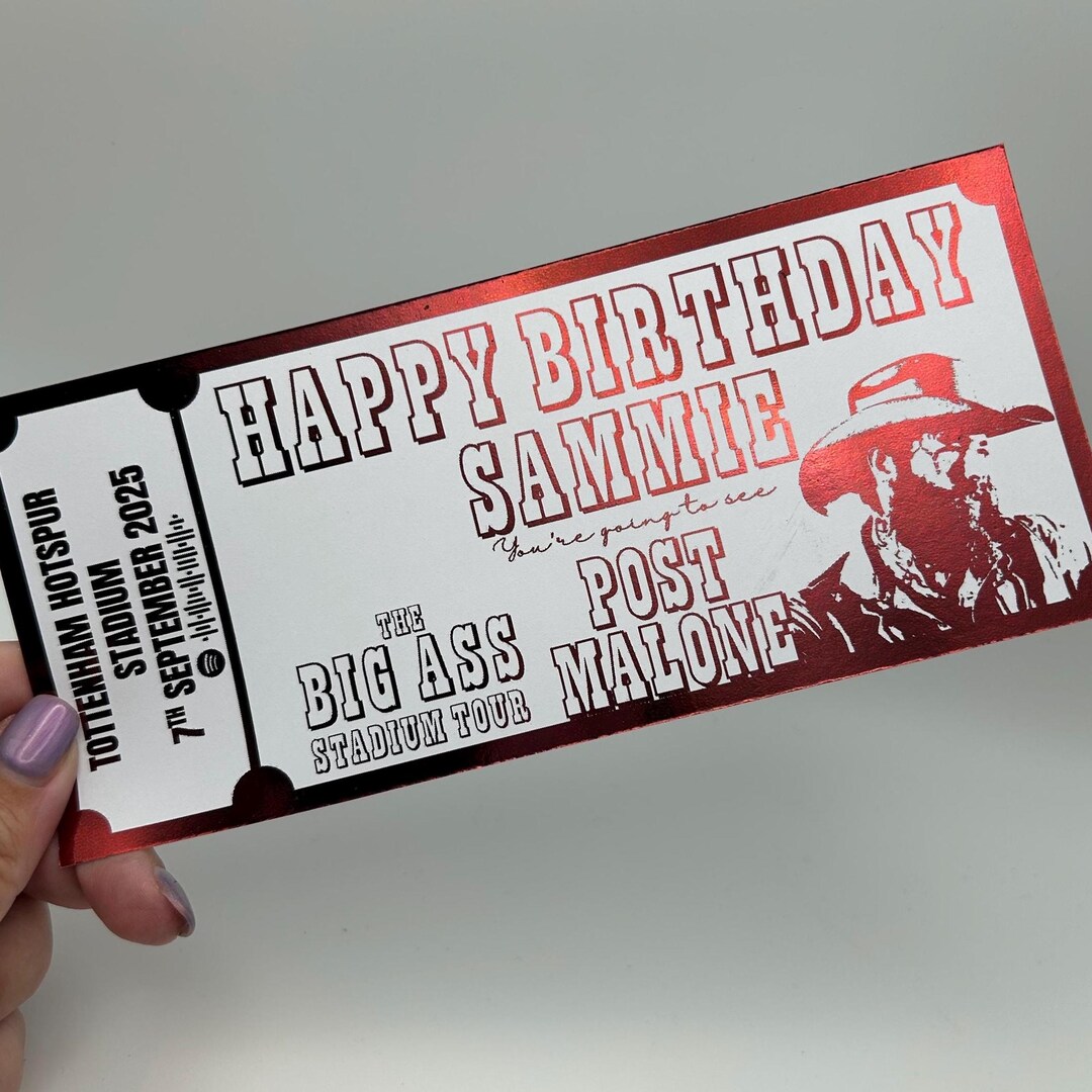Personalised Concert Ticket - Post Malone – Custom Gift, Surprise ...