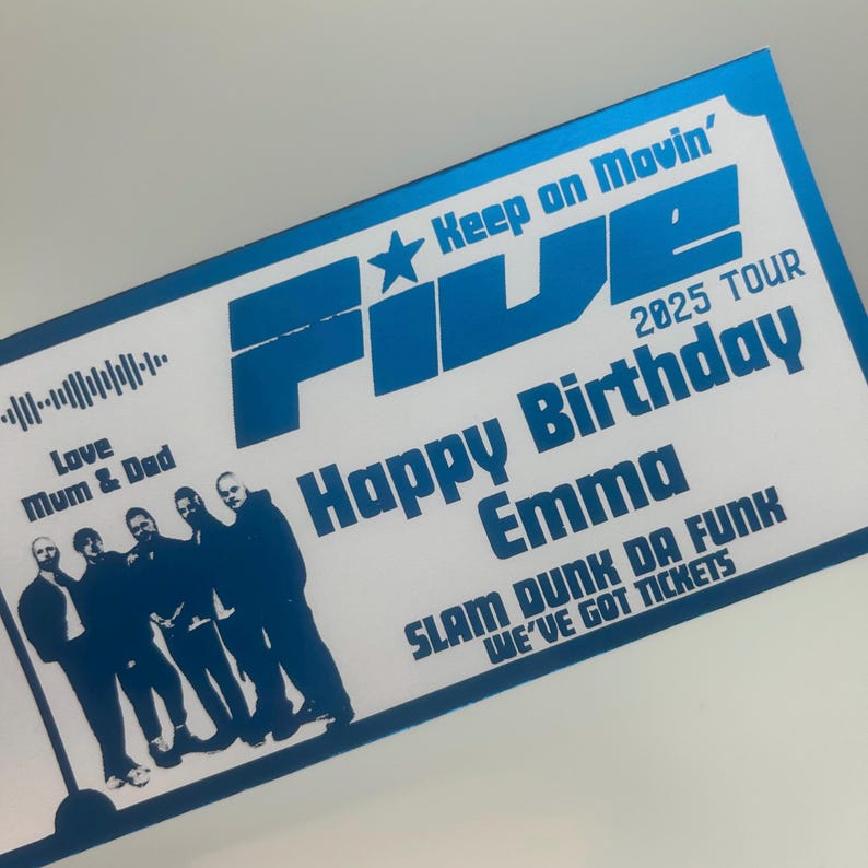 Personalised Concert Ticket - Five – Custom Gift, Surprise Keepsake ...