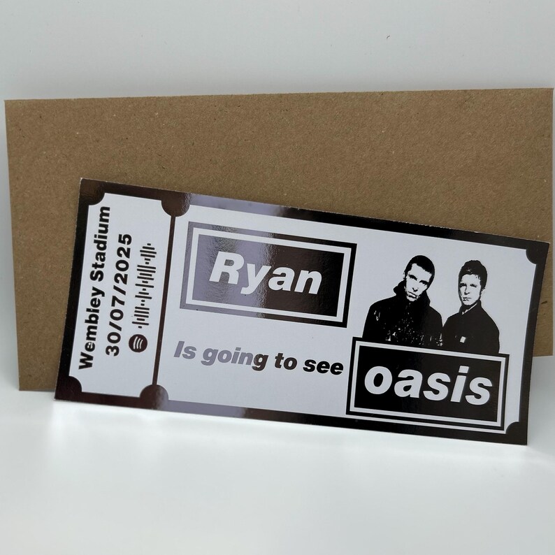 Oasis Personalised Concert Ticket – Custom Gift, Surprise Keepsake ...