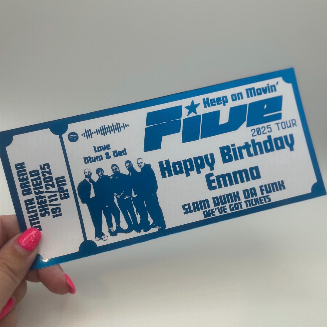Personalised Concert Ticket - Five – Custom Gift, Surprise Keepsake ...