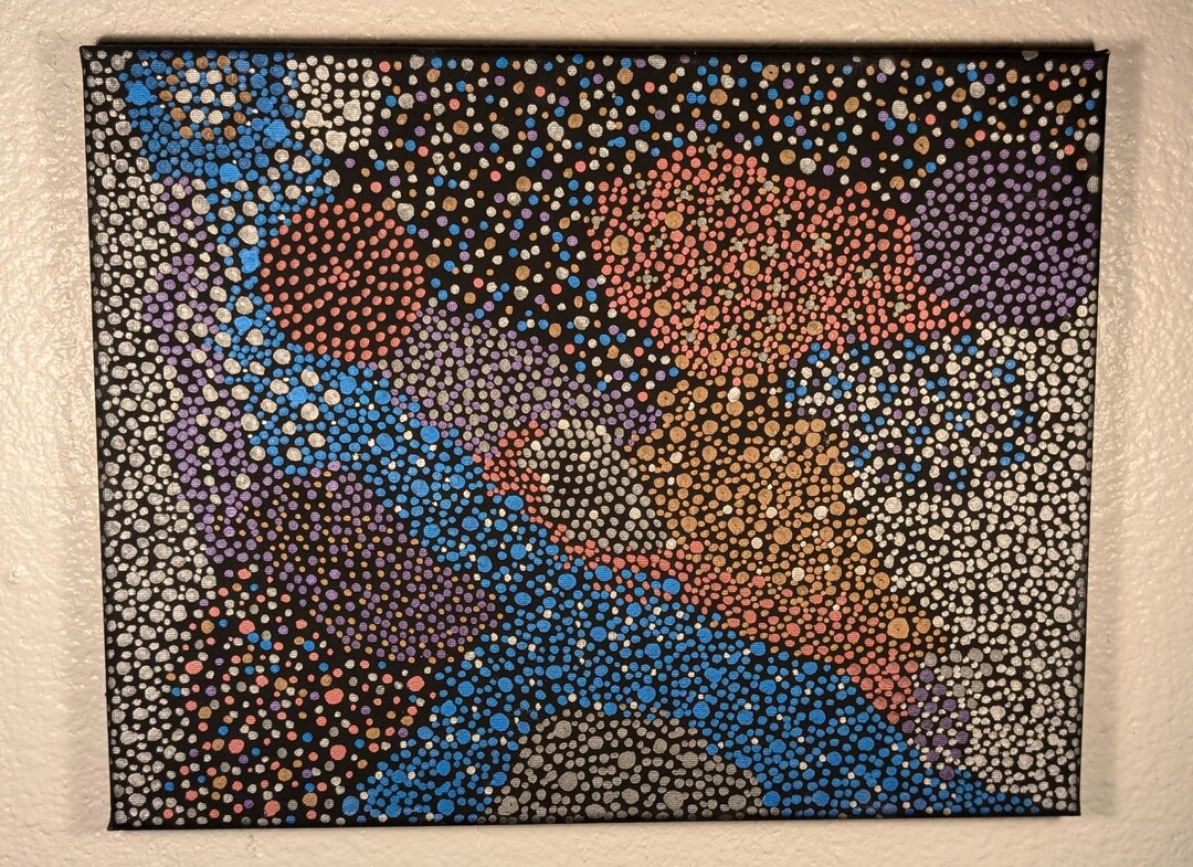 Original Dot Art Painting on Black Canvas – Abstract Acrylic ...