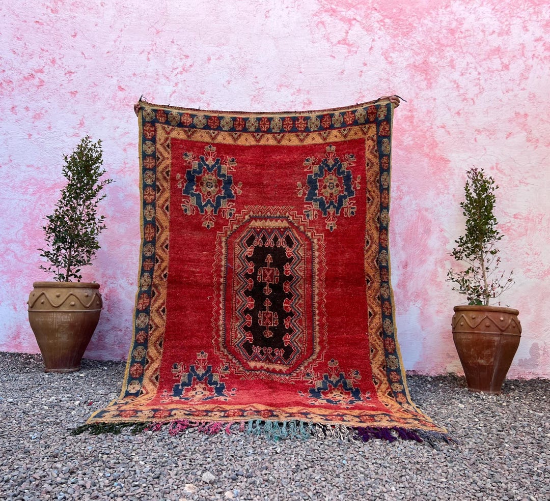 Taznakht Moroccan Rug-Vintage Boujaad Wool Rug 7,1x4,8 -Traditional ...