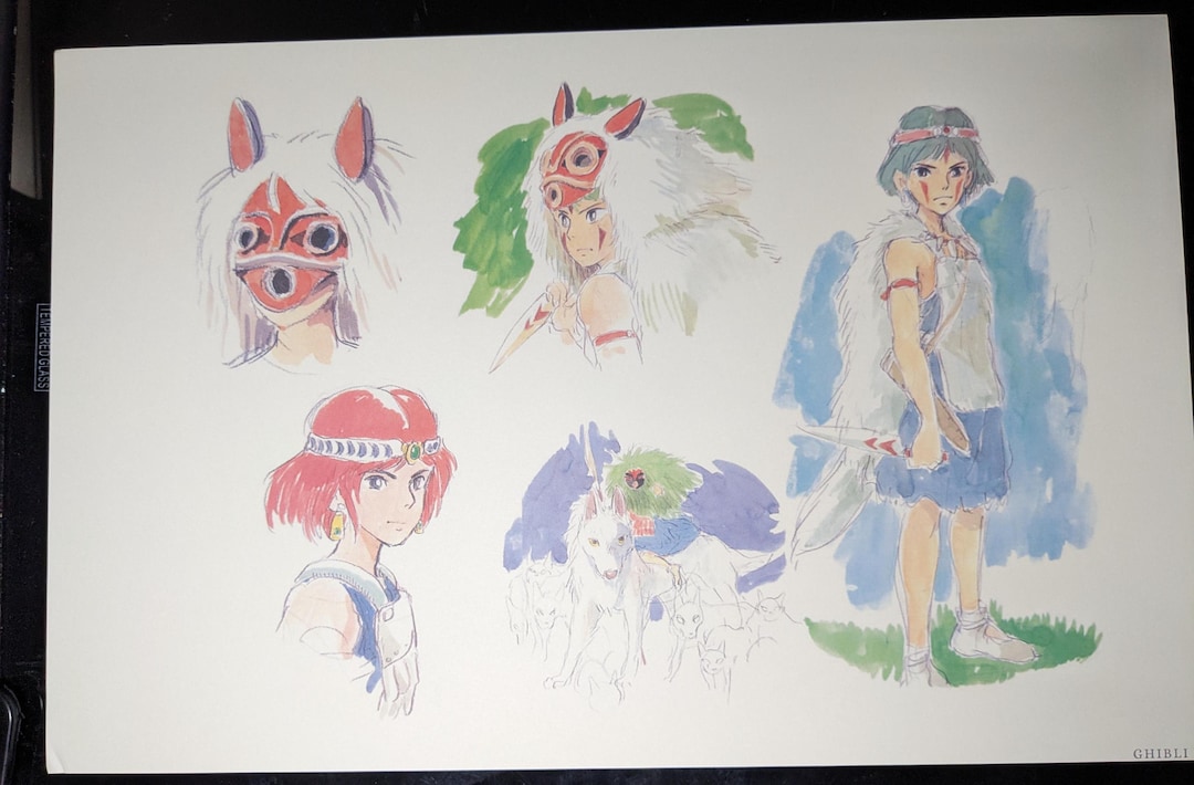 PRINCESS MONONOKE Animation Cel Layout Studio Ghibli Anime Art Walt ...