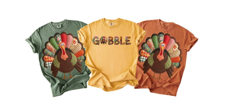 Patchwork Turkey Clipart Bundle Gobble Word Art Thanksgiving PNG Fall ...