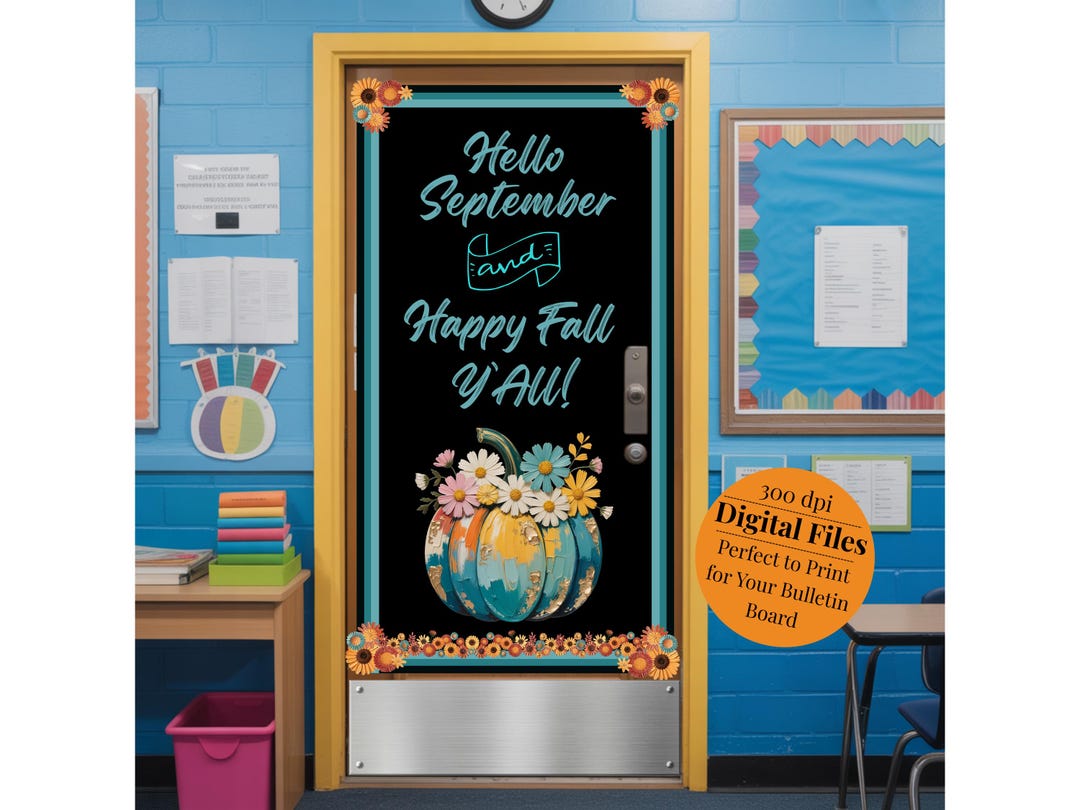 September Bulletin Board PNG Set Printable Fall Pumpkin Floral ...