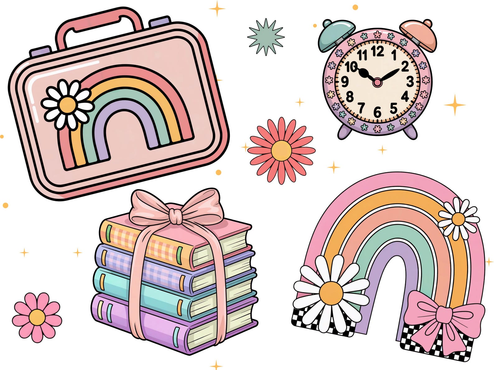 Pastel School Supply PNG Bundle Coquette Rainbow Classroom Clipart ...