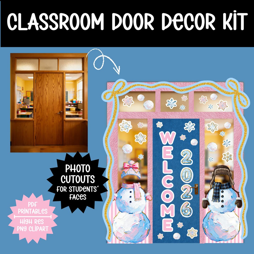 Snowman Bulletin Board Kit 2026 New Year Classroom Decor Door Kit Pink ...