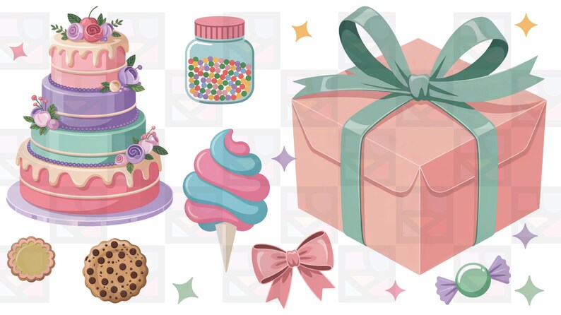 Pastel Candy Clipart Bundle 125 Pngs Sweet Treats Ice Cream Macarons ...