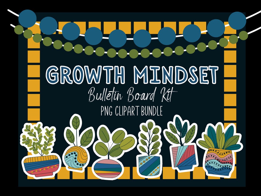 Growth Mindset Bulletin Board Kit SEL Digital Files Succulents Positive ...
