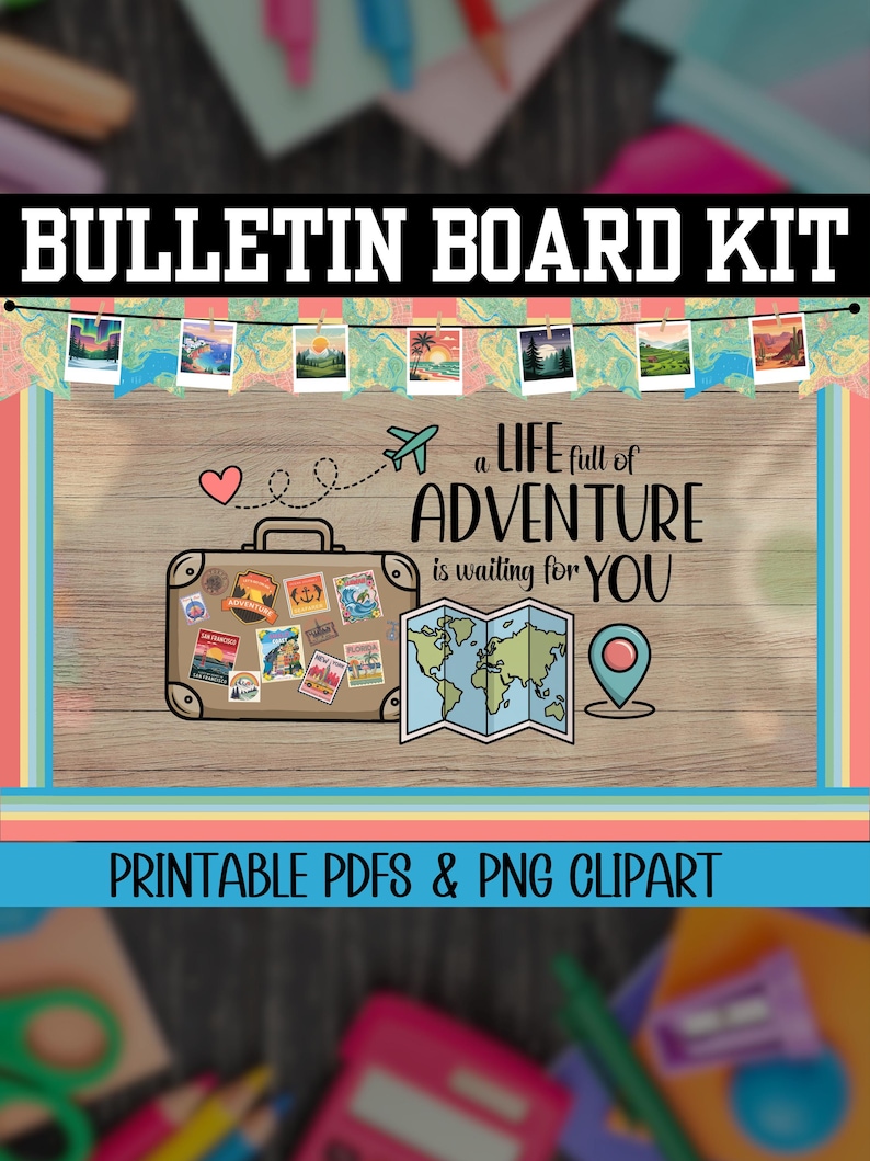 Adventure Bulletin Board Clipart Bundle Classroom Travel Theme Decor ...