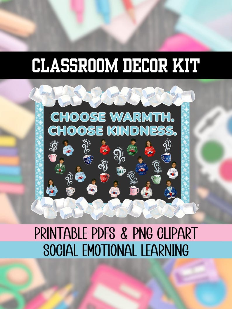 Cozy Winter Bulletin Board Set SEL Classroom Decor Printable Kindness ...