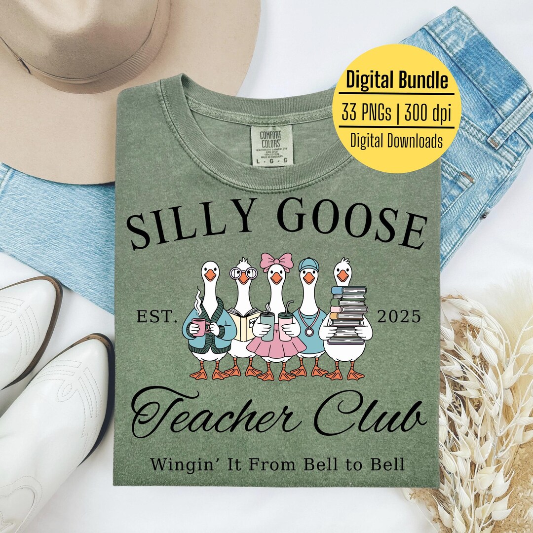Silly Goose Squad PNG 300 DPI Funny Teacher Sublimation Design Book ...
