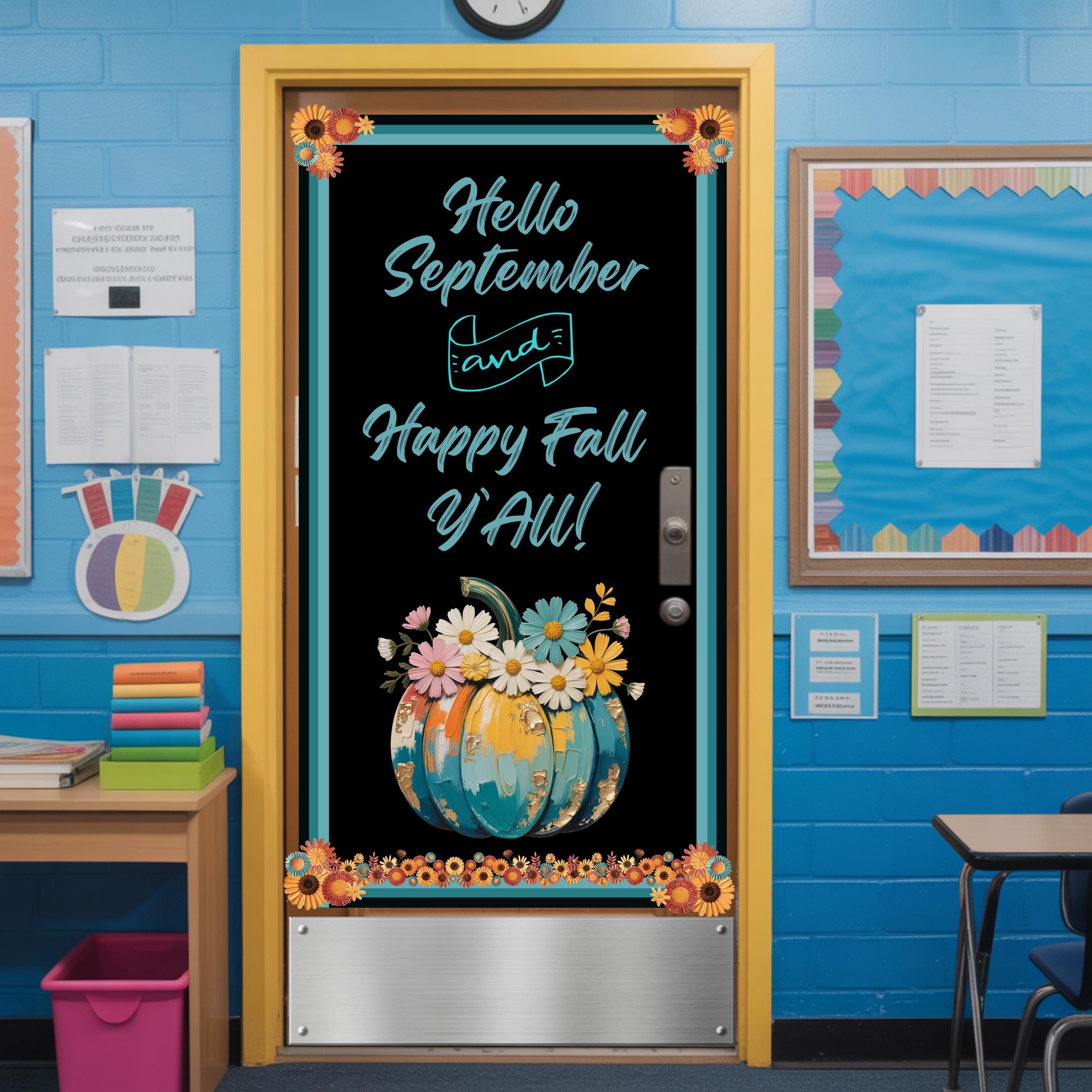 September Bulletin Board PNG Set Printable Fall Pumpkin Floral ...