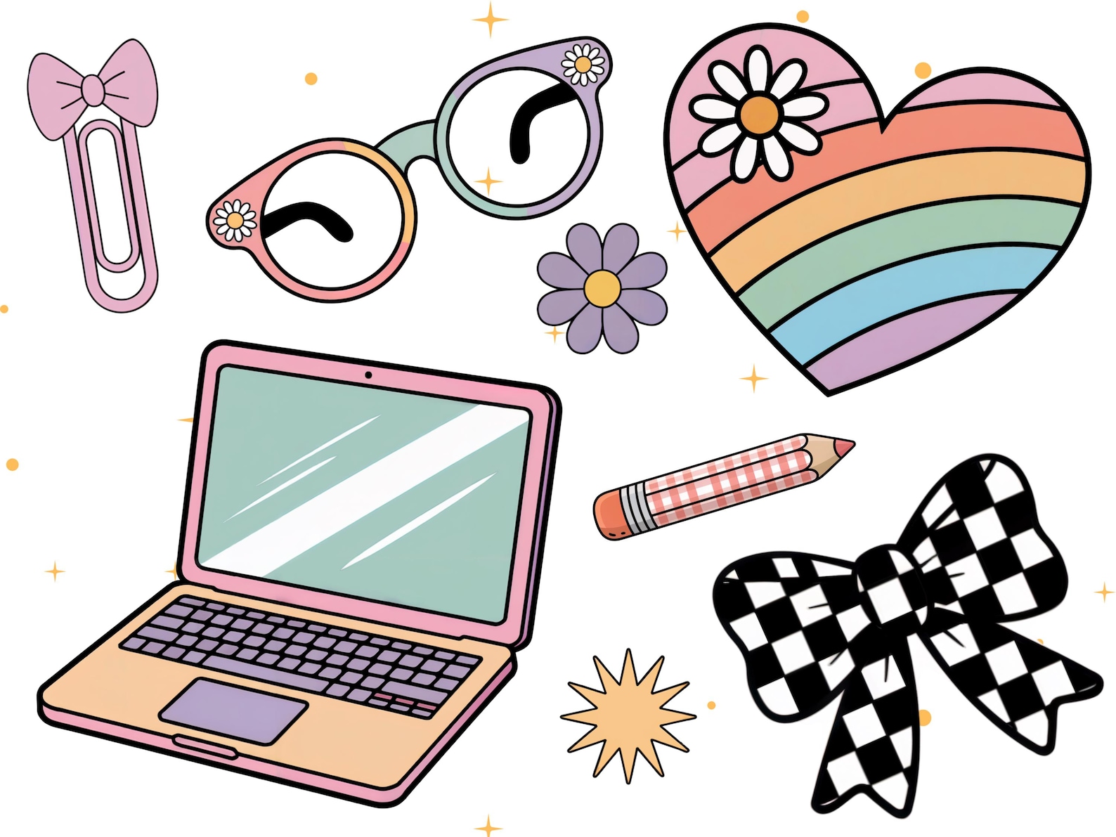 Pastel School Supply PNG Bundle Coquette Rainbow Classroom Clipart ...