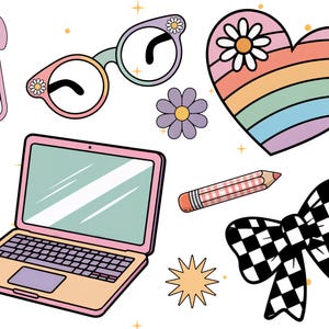 Pastel School Supply PNG Bundle Coquette Rainbow Classroom Clipart ...
