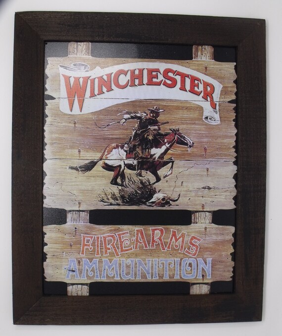 Framed Winchester Firearms Tin Sign