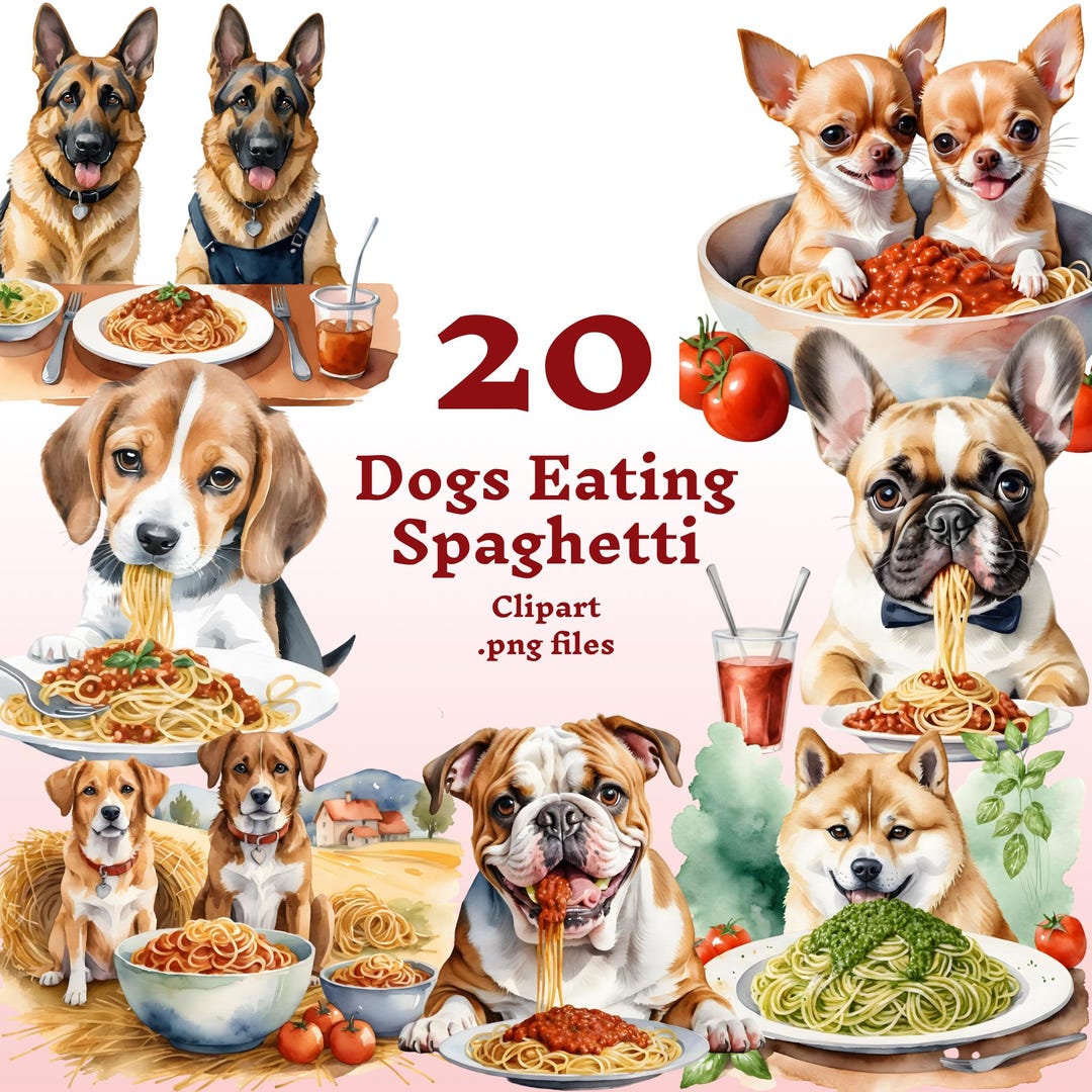 20 Dogs Eating Spaghetti Cliparts, High-quality Transparent PNG ...