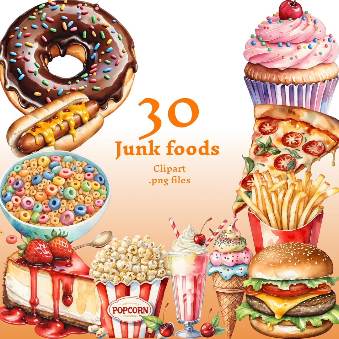 30 High-quality Transparent PNG Junk Food Cliparts. Instant Download ...