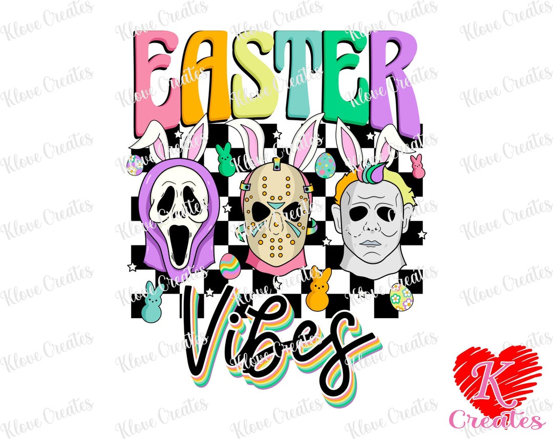 Easter Vibes Horror Checkerboard | Easter Holiday PNG - Etsy