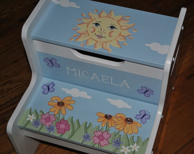 Hand Painted Step Stool, Painted Kids Step Stools, Fairy Step Stool ...