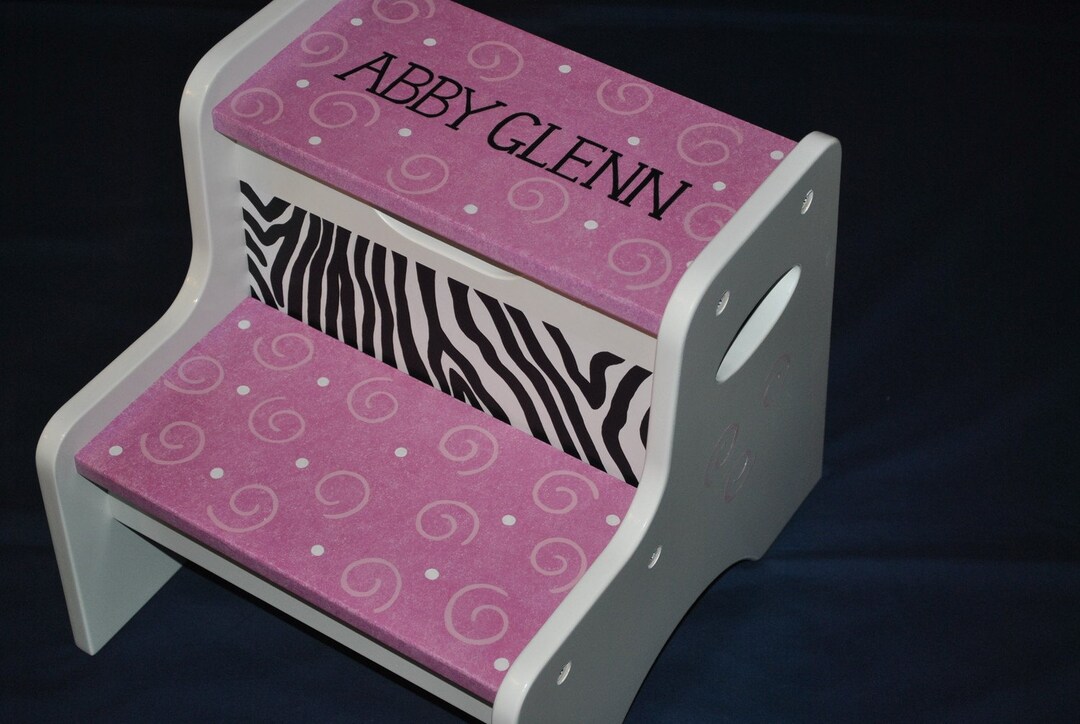 Kids 2 Step Stool - Stool - Kids Step Stool - Hot Pink Zebra Striped ...