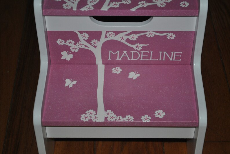 Kids Step Stool - Pink Falling Leaves - Etsy
