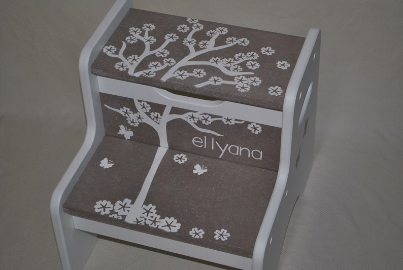 Kids 2 Step Stool - Falling Leaves - Taupe - Etsy