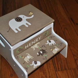 Kids 2 Step Stool, PB Organic Elephant, Childrens Step Stool, Hand ...