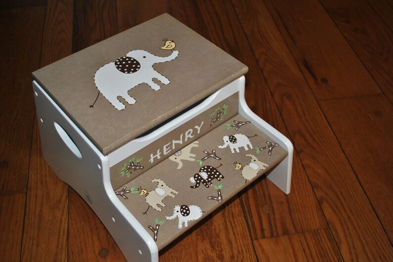 Kids 2 Step Stool PB Organic Elephant Childrens Step Stool | Etsy