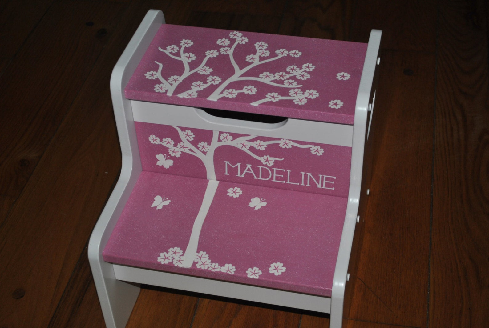 Kids Step Stool - Pink Falling Leaves - Etsy