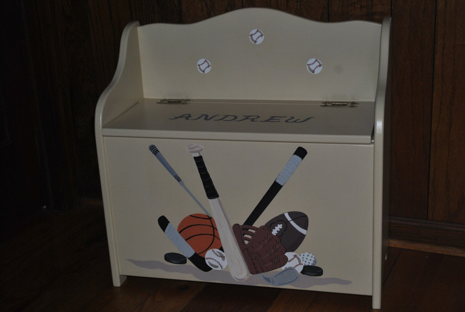 Toy Chest Bench Storage Box Multi Sports Design - Etsy