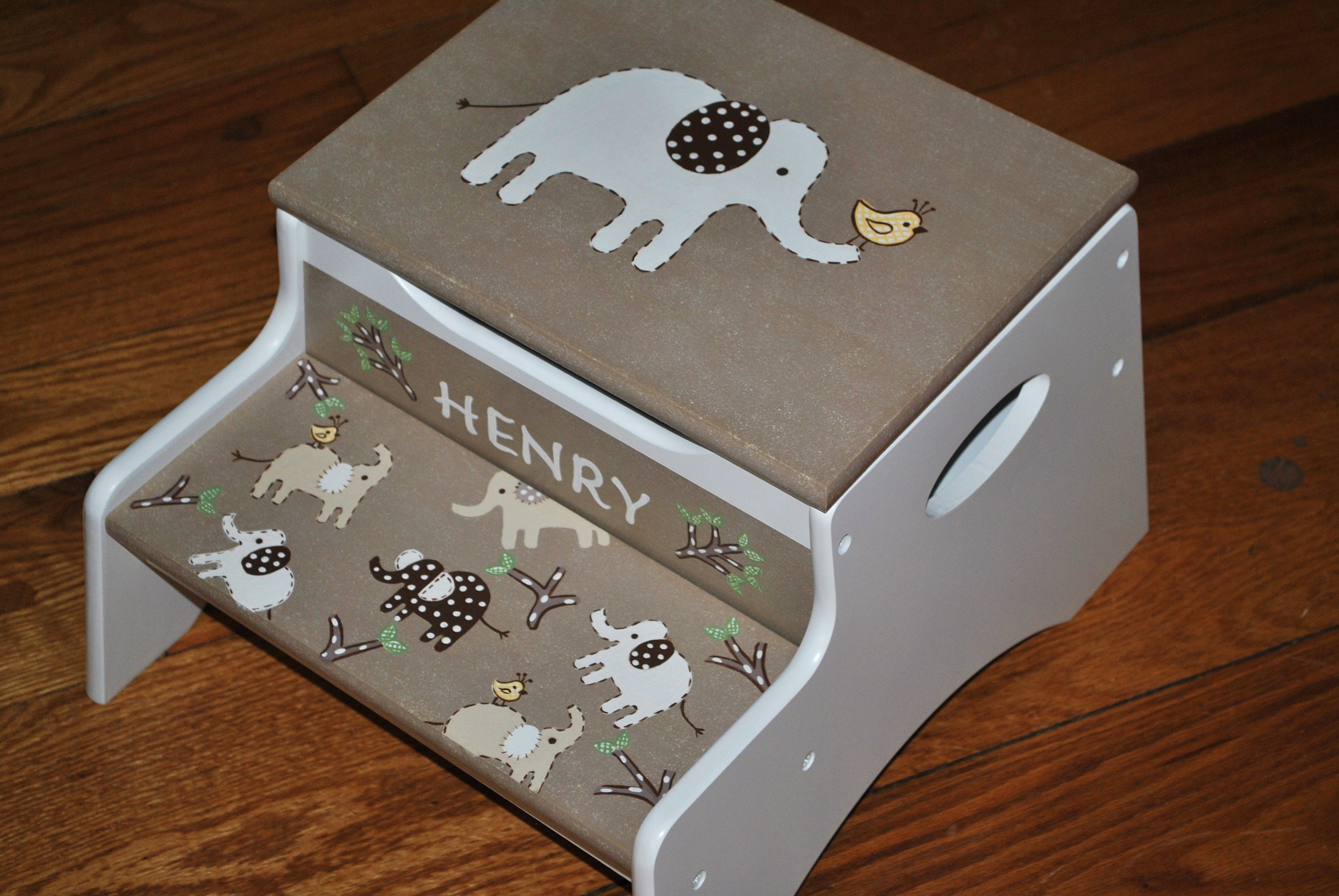 Kids 2 Step Stool PB Organic Elephant Childrens Step Stool | Etsy
