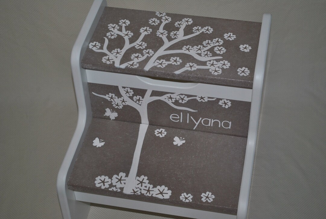 Kids 2 Step Stool - Falling Leaves - Taupe - Etsy