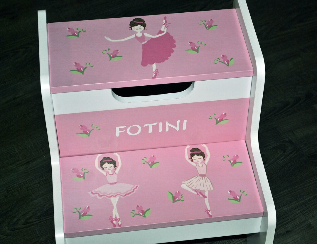 Kids 2 Step Stool,childrens Step Stool,ballerina,hand Painted,girl ...