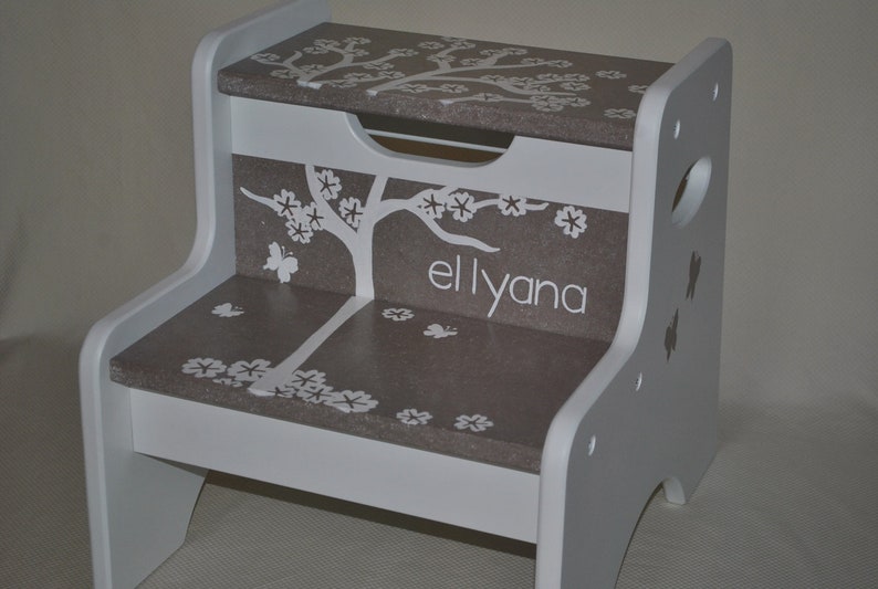 Kids 2 Step Stool - Falling Leaves - Taupe - Etsy